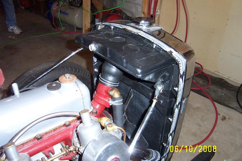 Bill Carrow's MG TD/Radiator and Grille installed