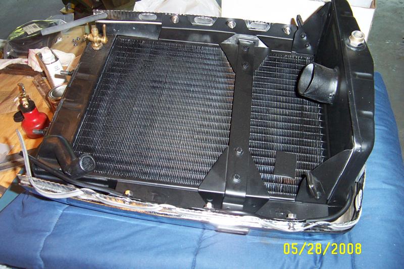 Bill Carrow's MG TD/installing radiator in shell